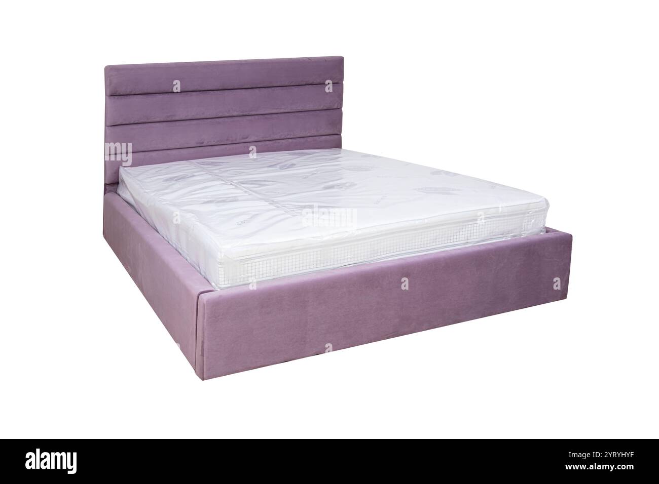 Double bed with soft headboard. Cushioned furniture Stock Photo - Alamy