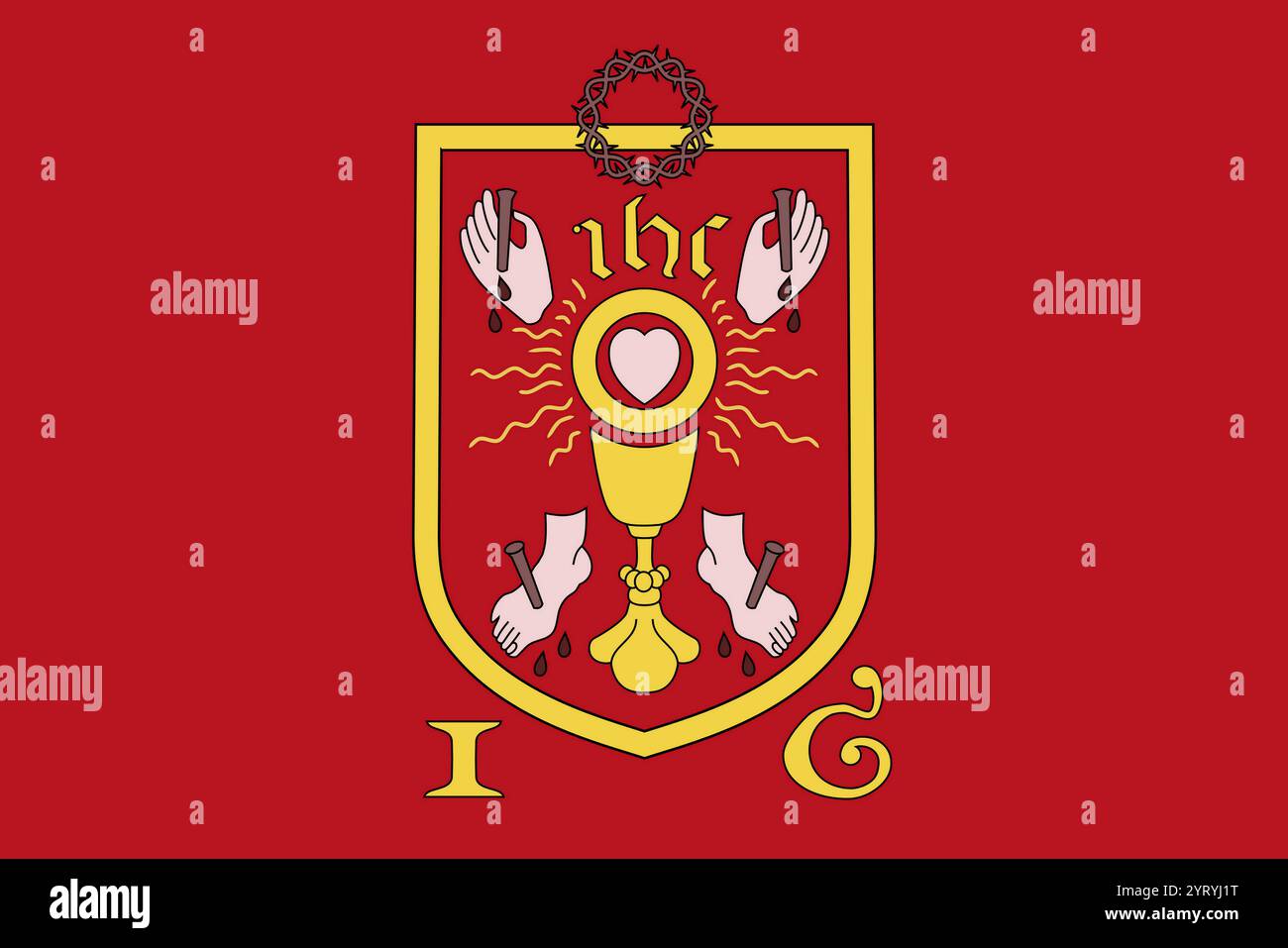 Banner of the Holy Wounds, used during the Pilgrimage of Grace. A ...