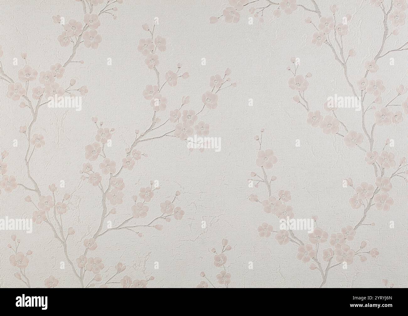 A piece of paper grey textured wallpaper with a Japanese sakura pattern ...