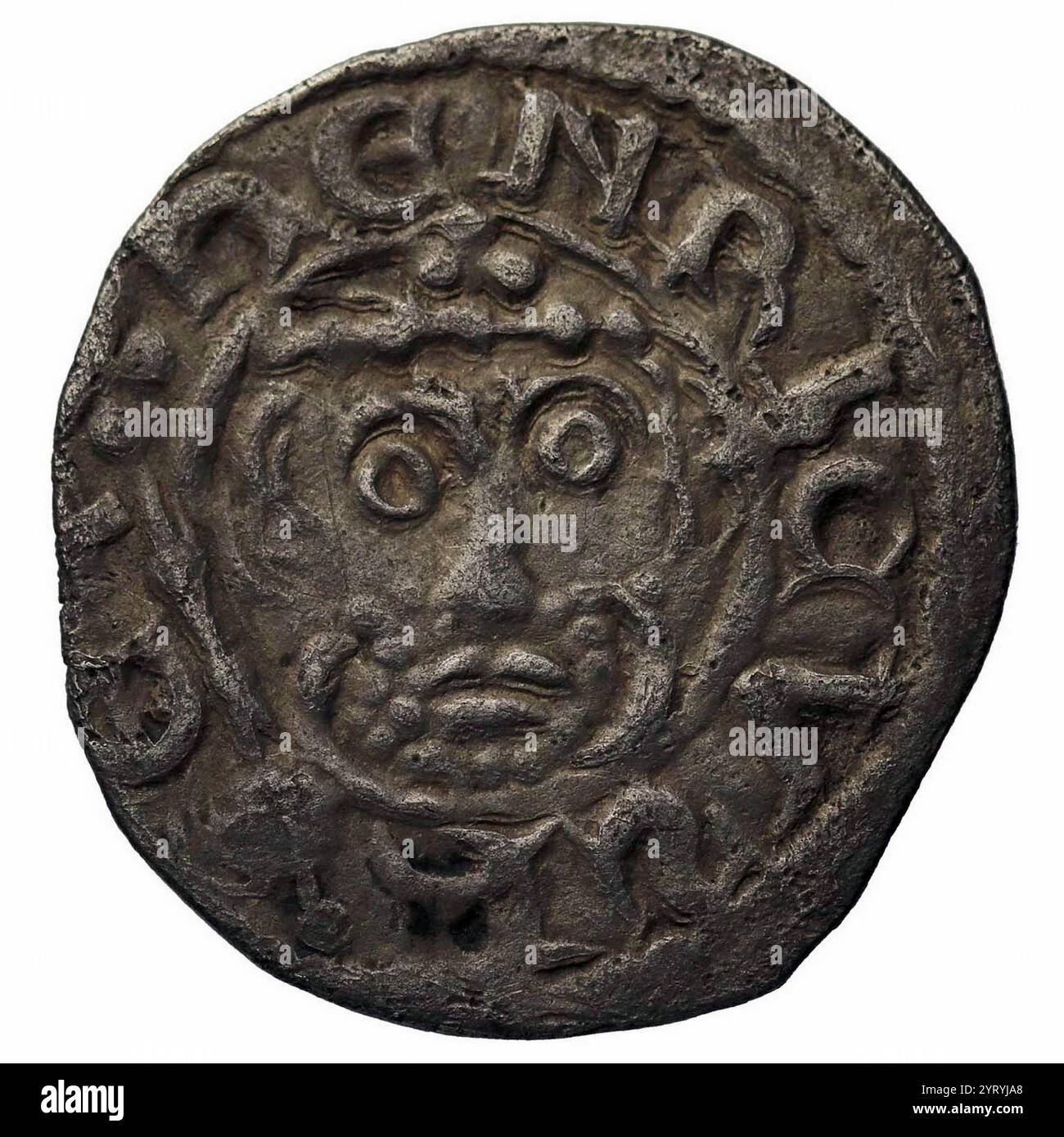 Silver coin of the reign of King John. Circa 1209 Stock Photo - Alamy
