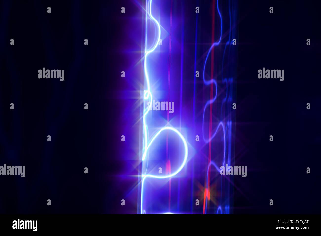 A purple and blue glowing tube with a red line running through it. The ...