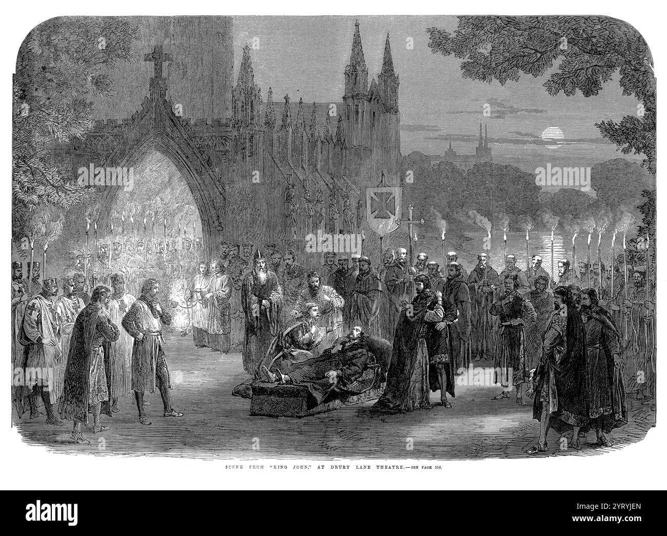 19th century depiction of the death of King John on his couch in the ...