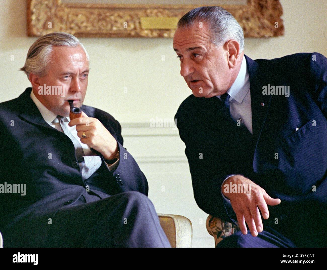 British Prime Minister Harold Wilson with US President Lyndon Johnson ...