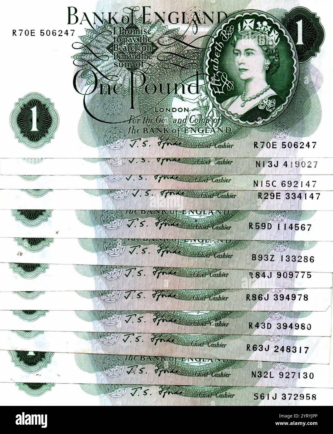 Pound denomination banknotes from 1967. The 1967 sterling devaluation ...