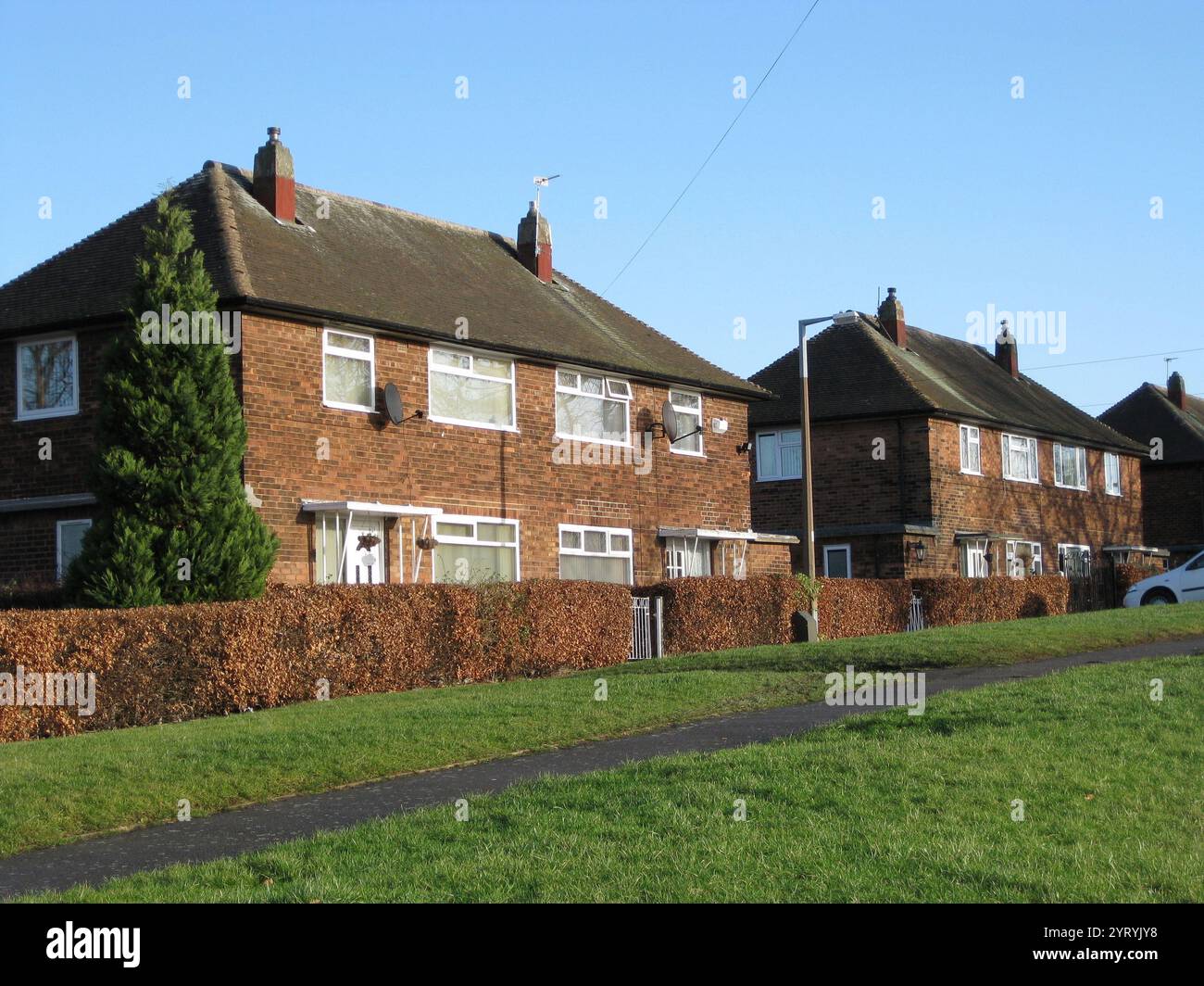 Sem-detached council houses in Seacroft, Leeds, England. Typical of ...