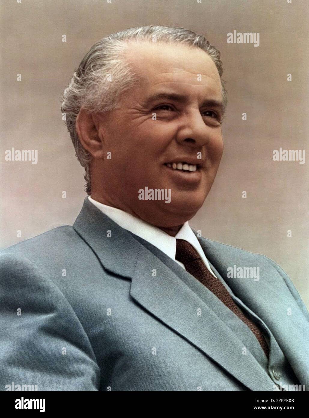 Official portrait of Albanian communist dictator, Enver Hoxha Stock ...