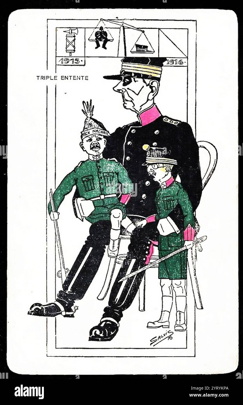German World war One cartoon attacking the Triple Entente Stock Photo ...