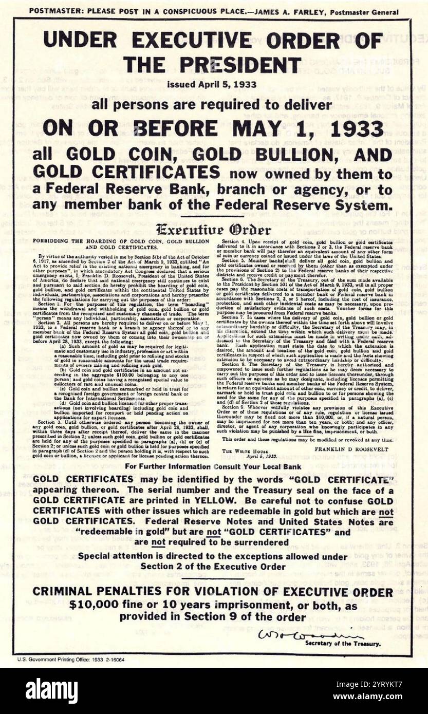 On April 5, 1933, President Franklin Delano Roosevelt issued Executive ...