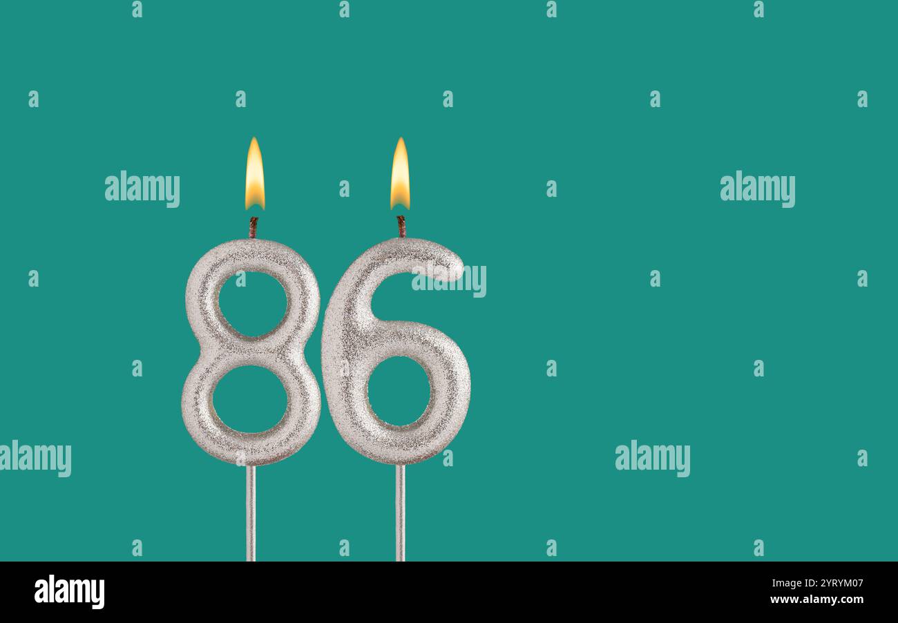 Birthday card on a green background - Candle in the shape of the number ...