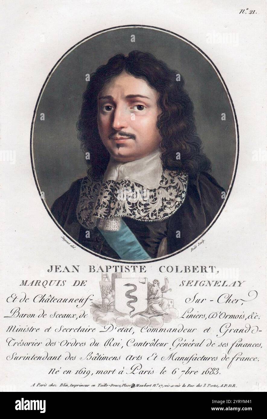 Jean-Baptiste Colbert, French Statesman under Louis XIV. 1788 Stock ...