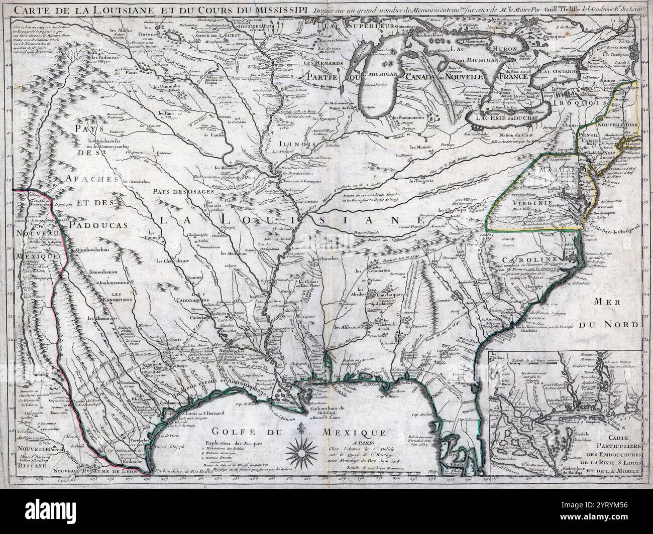 French expansion under Louis XIV reached the Americas. Map of Louisiana ...