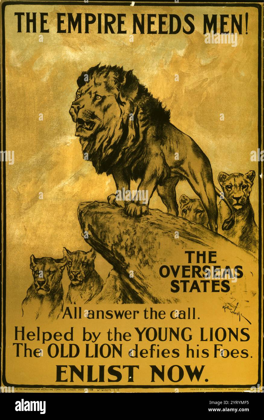 First World War poster. Designed by Arthur Wardle, the poster urges men ...