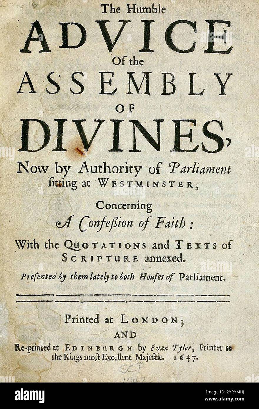First published edition of the Westminster Confession of Faith, 1647 ...