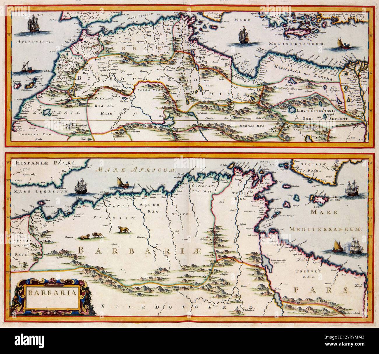 A 17th-century map by the Dutch cartographer Jan Janssonius showing the ...