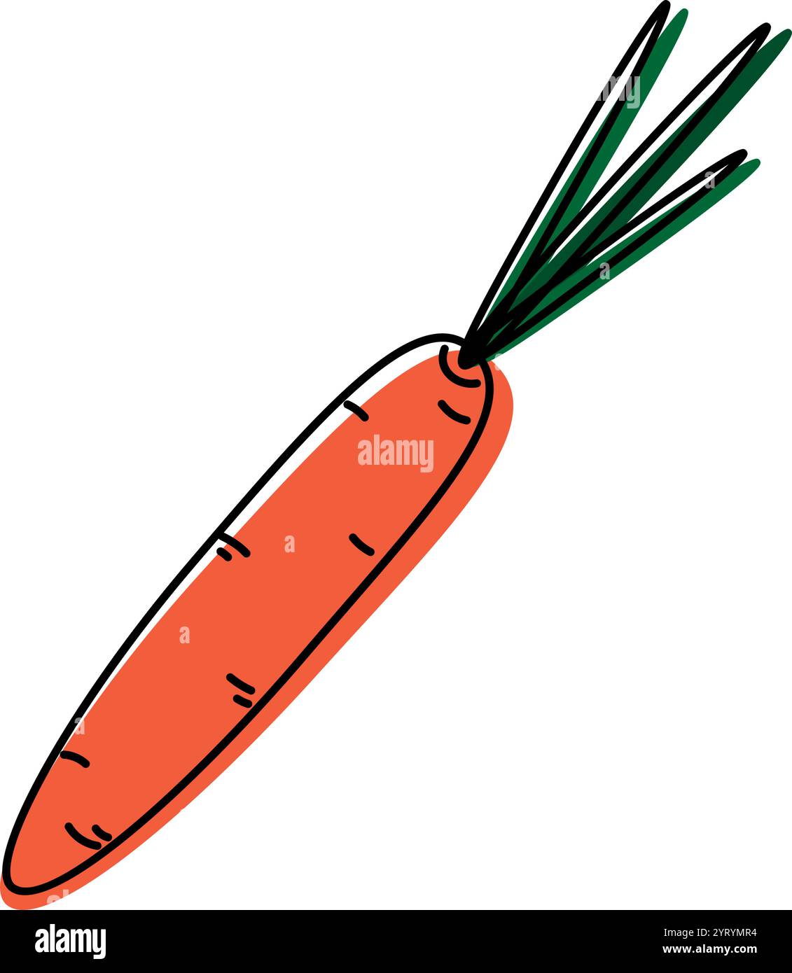 Abstract Outline Carrot with leaves and spots in green and orange ...