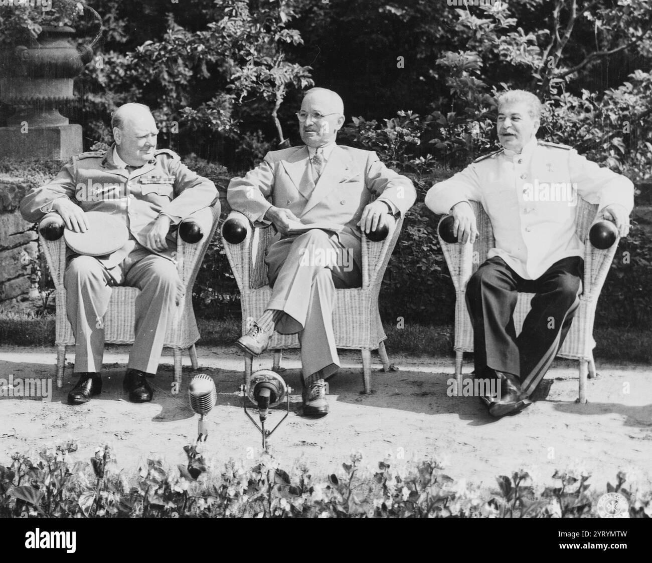 British Prime Minister Winston Churchill, President Harry Truman, and ...