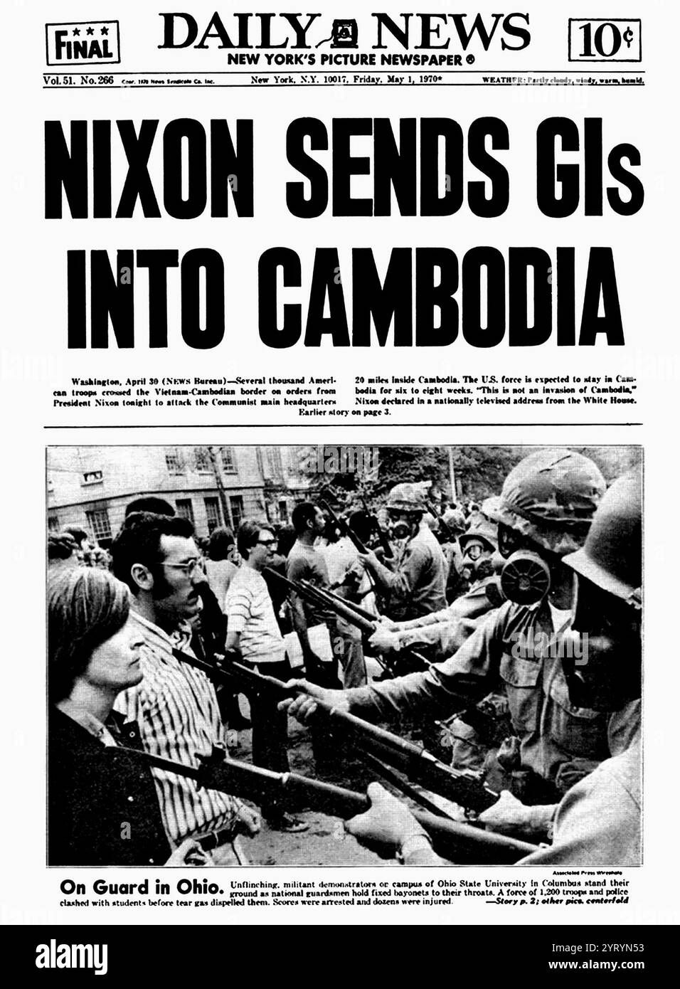 Front page newspaper 1970 hi-res stock photography and images - Alamy