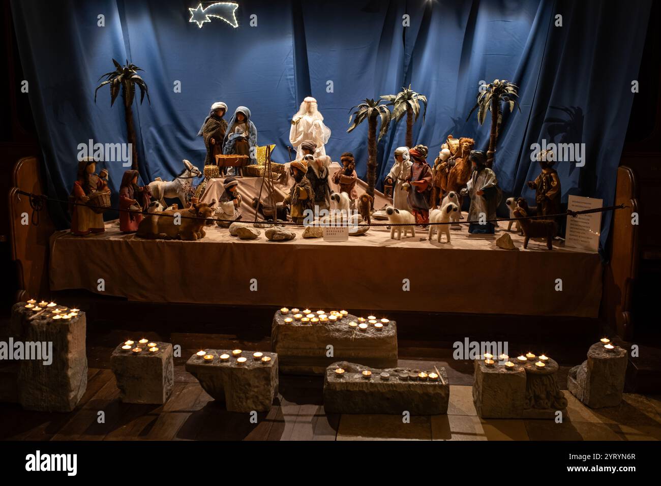 Jesus Christ nativity scene inside church in Europe during Advent ...