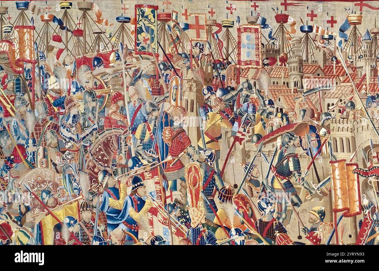 The Portuguese army attacking Asilah in 1471. Detail of a tapestry ...