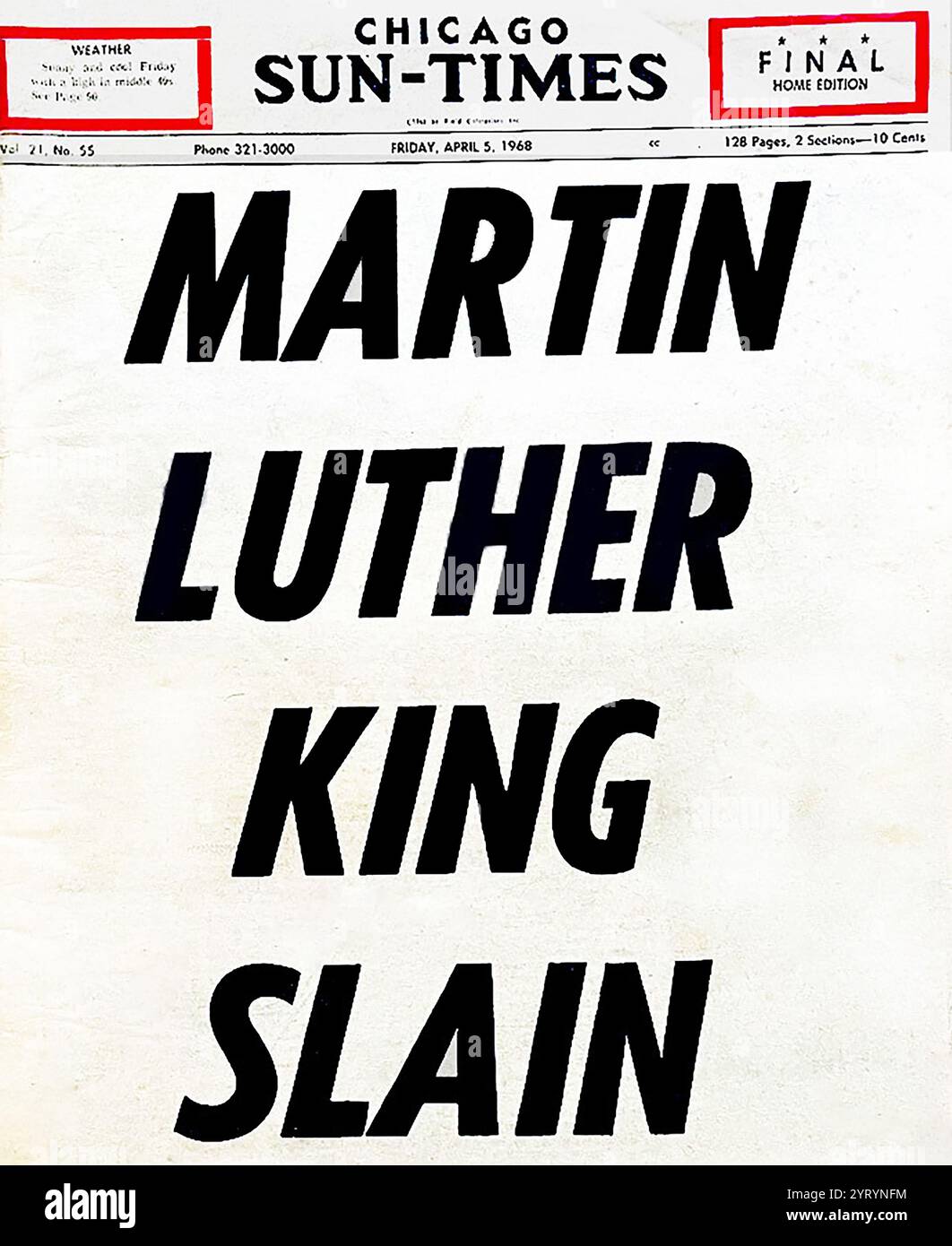 Death Of Martin Luther King Chicago Sun-Times 1968 Newspaper Stock ...