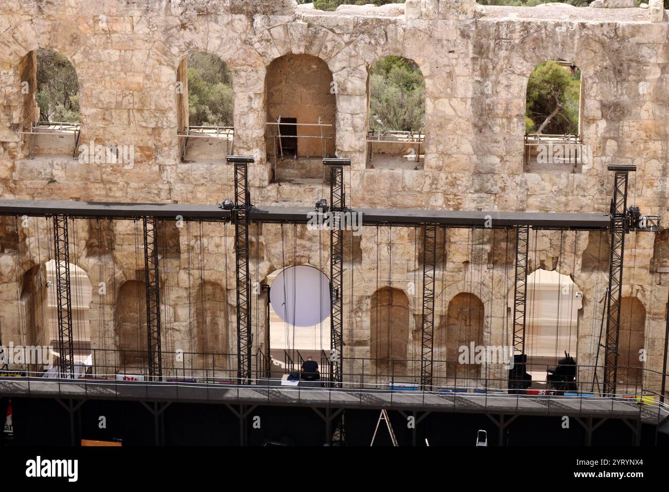 The Odeon of Herodes Atticus, a stone Roman theatre structure located ...