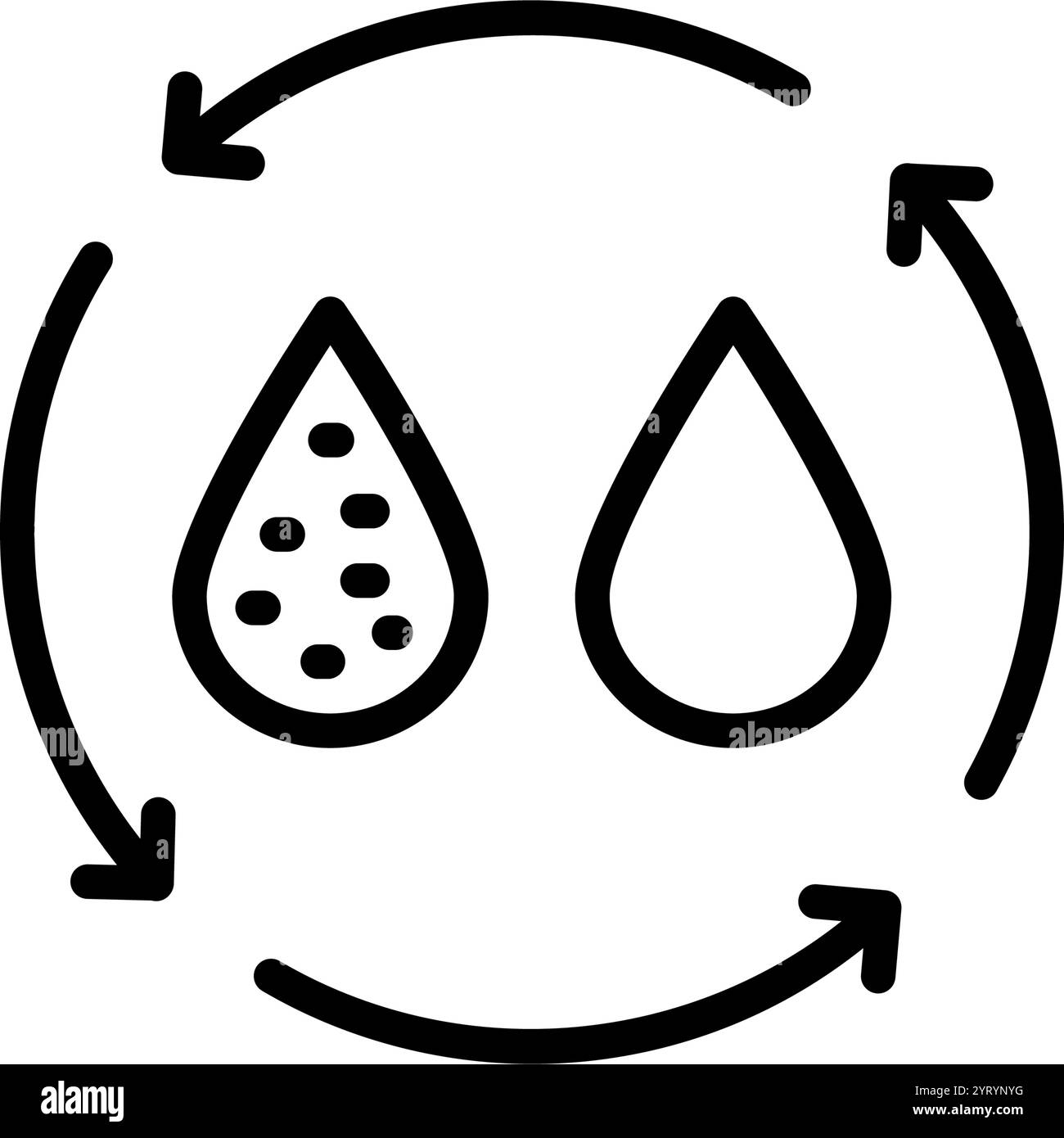 Filter water line icon. Osmosis and desalination. Filtration process ...