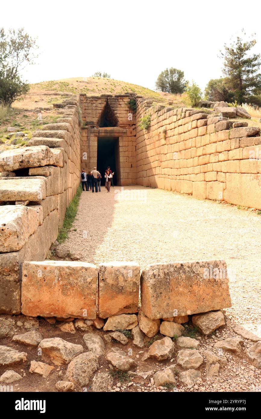 The Treasury of Atreus or Tomb of Agamemnon is a large tholos or ...