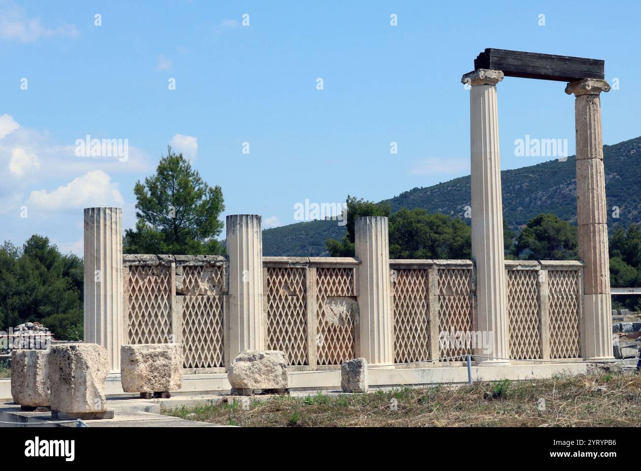 The stoa of Abaton or Enkoimeterion at the Sanctuary of Asclepius in ...