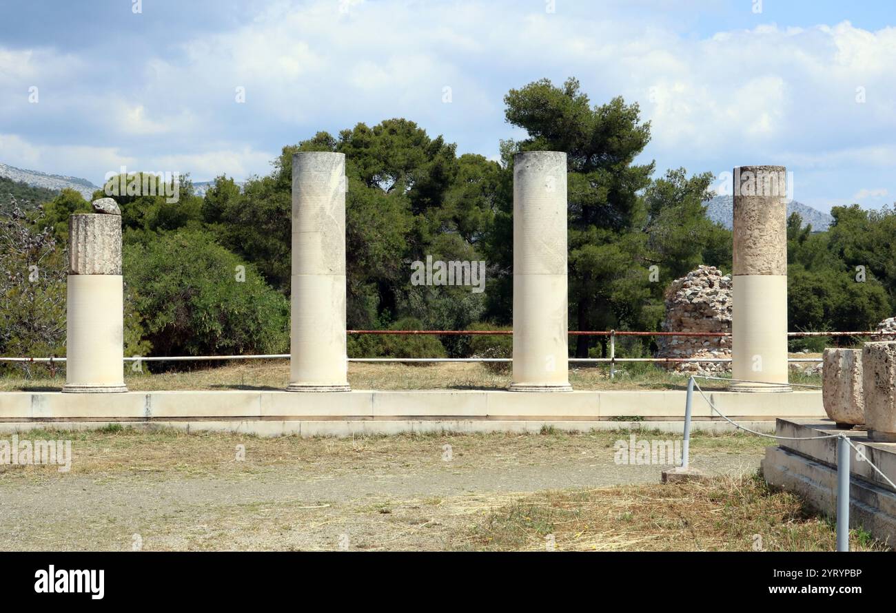 The stoa of Abaton or Enkoimeterion at the Sanctuary of Asclepius in ...
