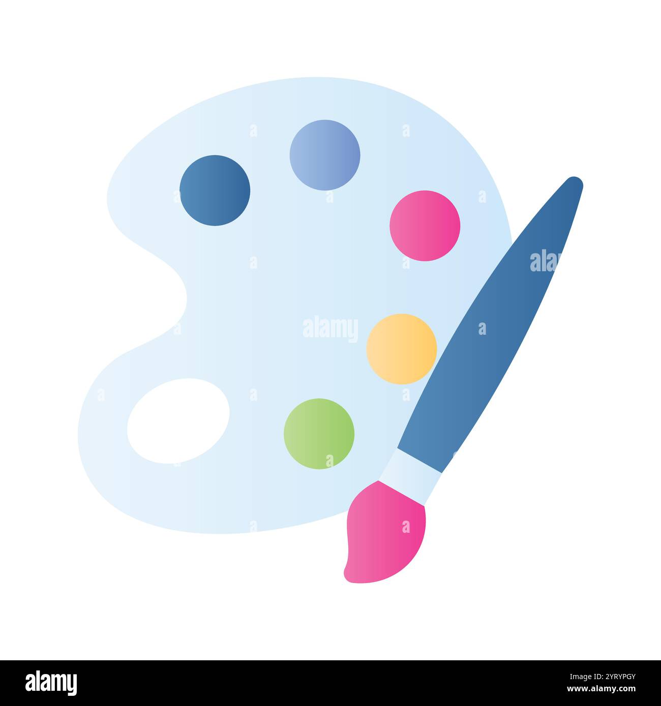 Paint brush with color palette, icon of color palette, painting tools ...