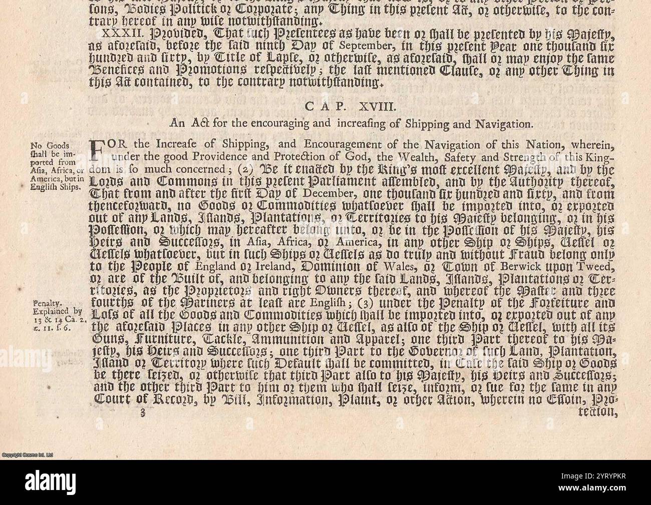 The Navigation Act 1660, English law that developed, promoted, and ...