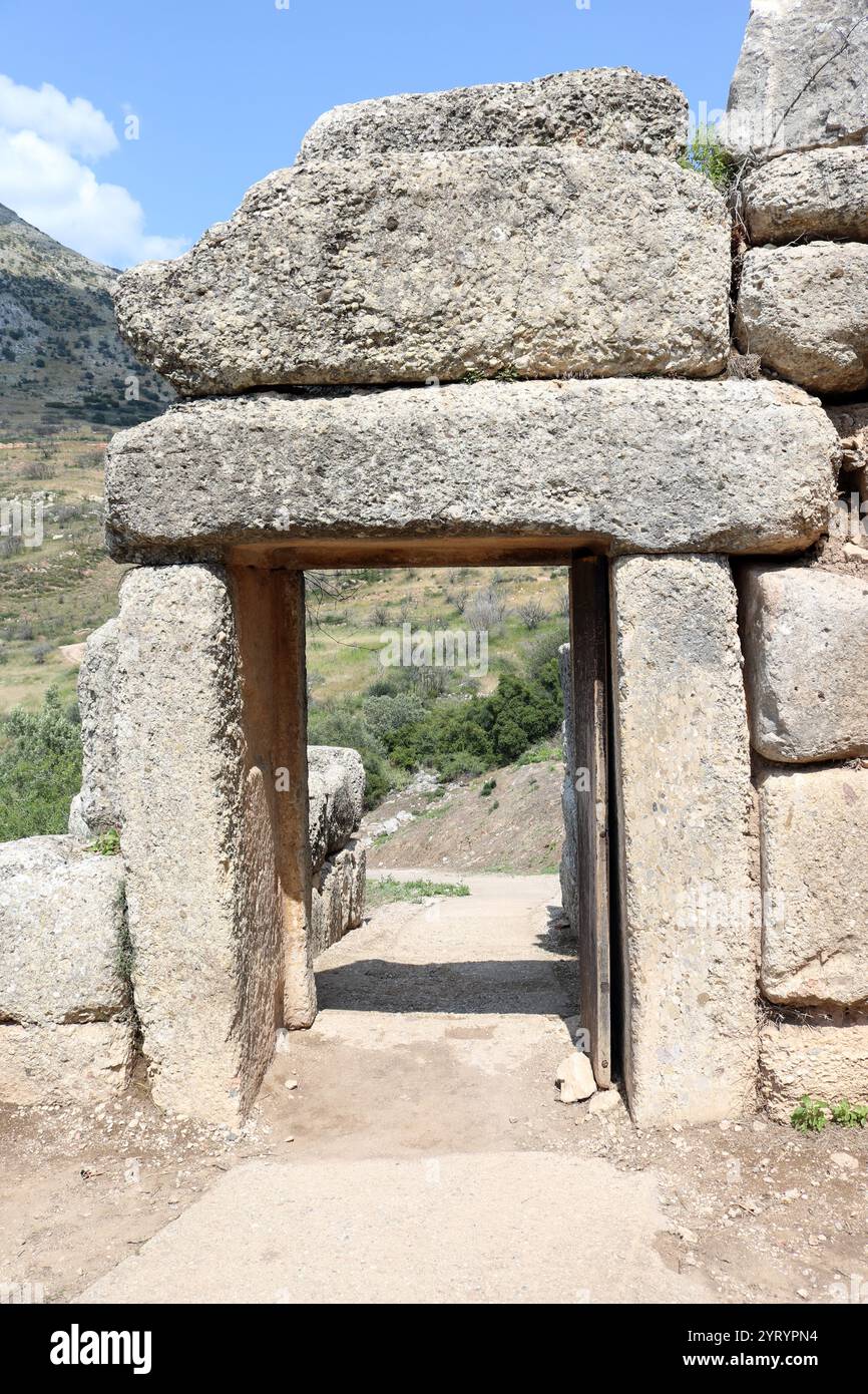 North Postern Gate of the Bronze Age citadel of Mycenae in southern ...