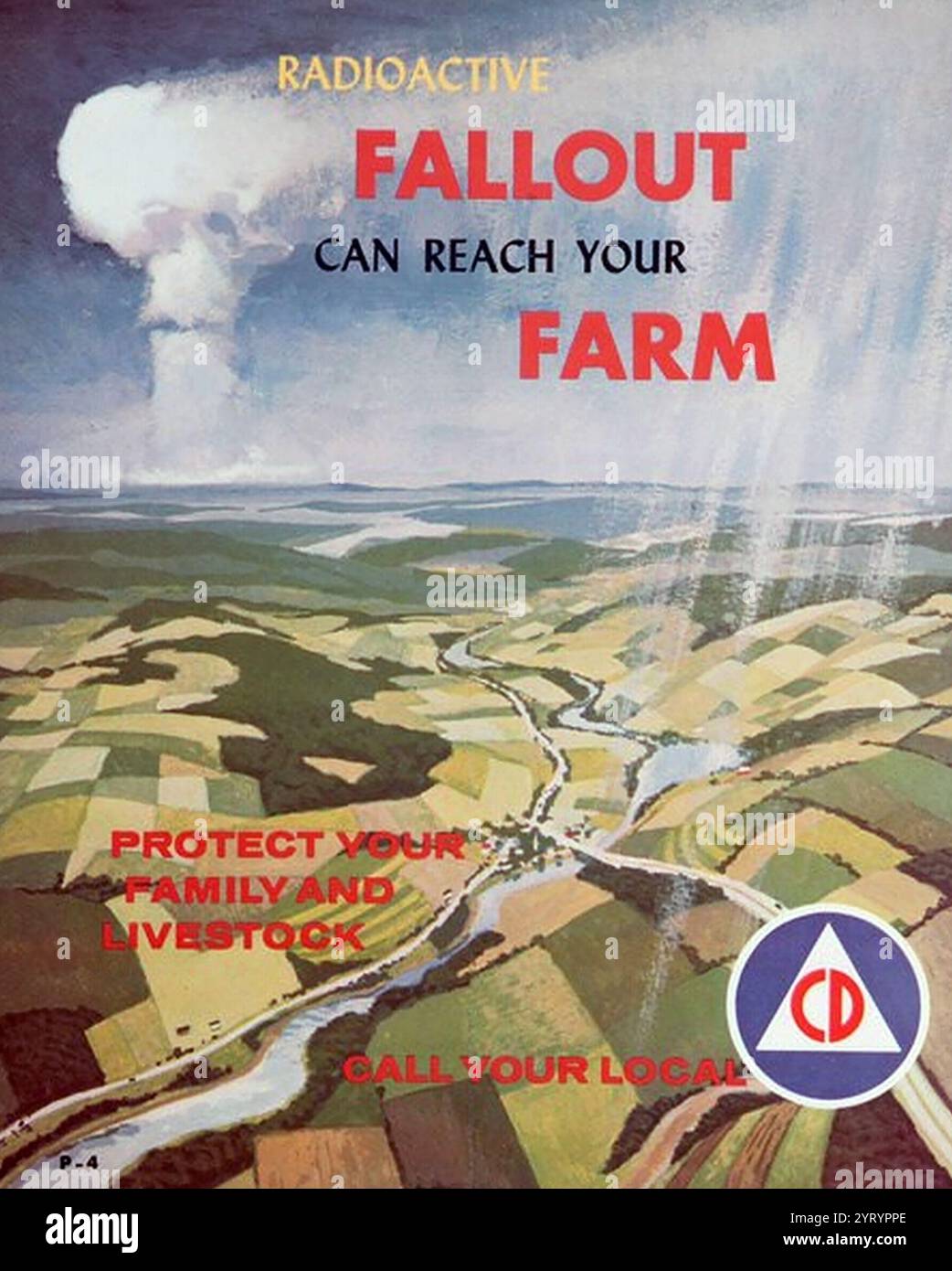 American Cold War era warning poster for nuclear radiation. 1965 Stock ...