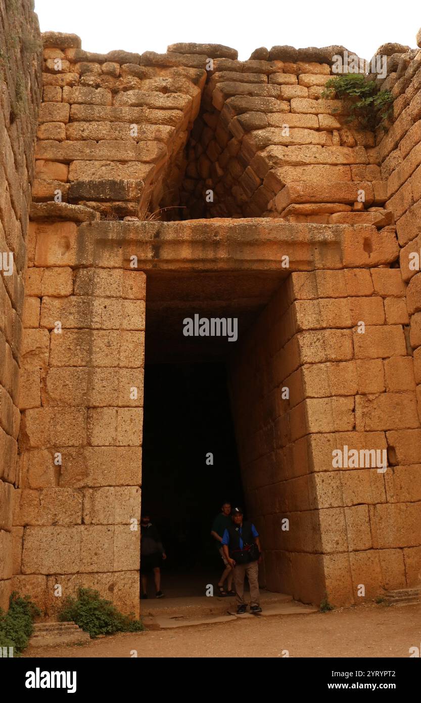 The Treasury of Atreus or Tomb of Agamemnon is a large tholos or ...
