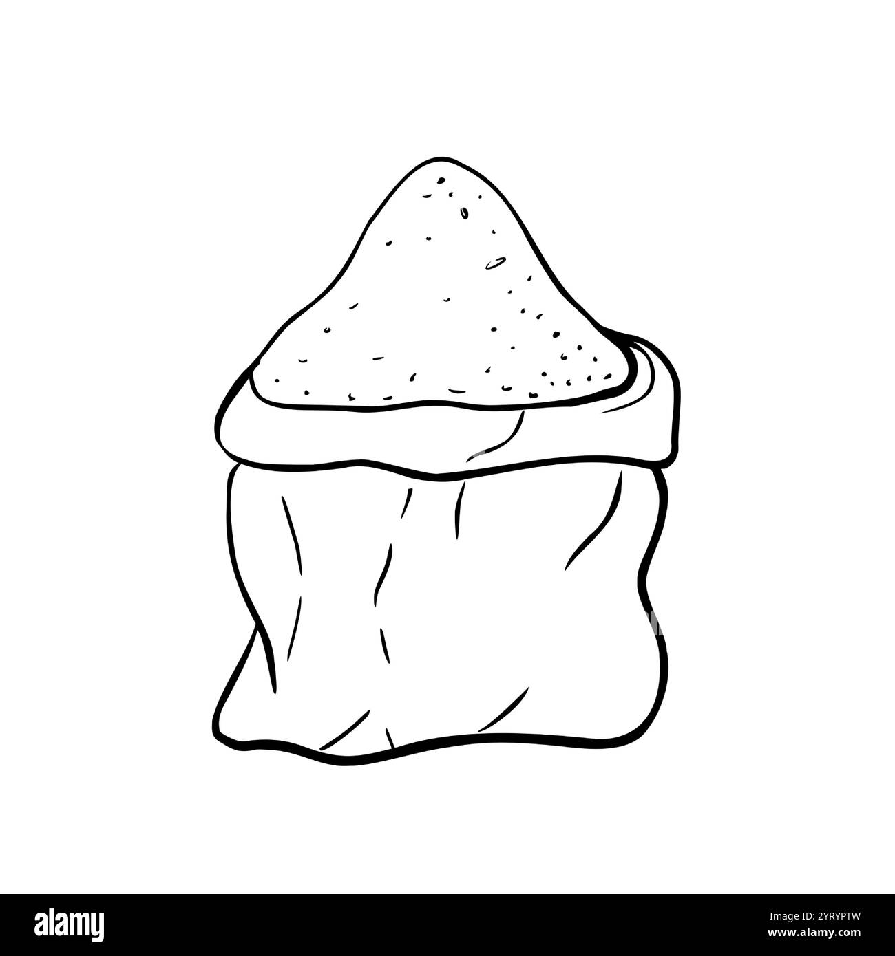 Grain bag, paper bag with flour black white vector illustration ...