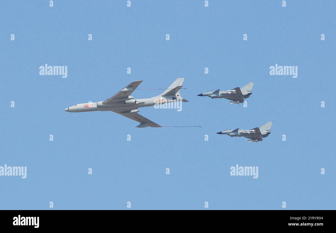 Chinese air force review and flypast. Beijing 2019. The People's ...
