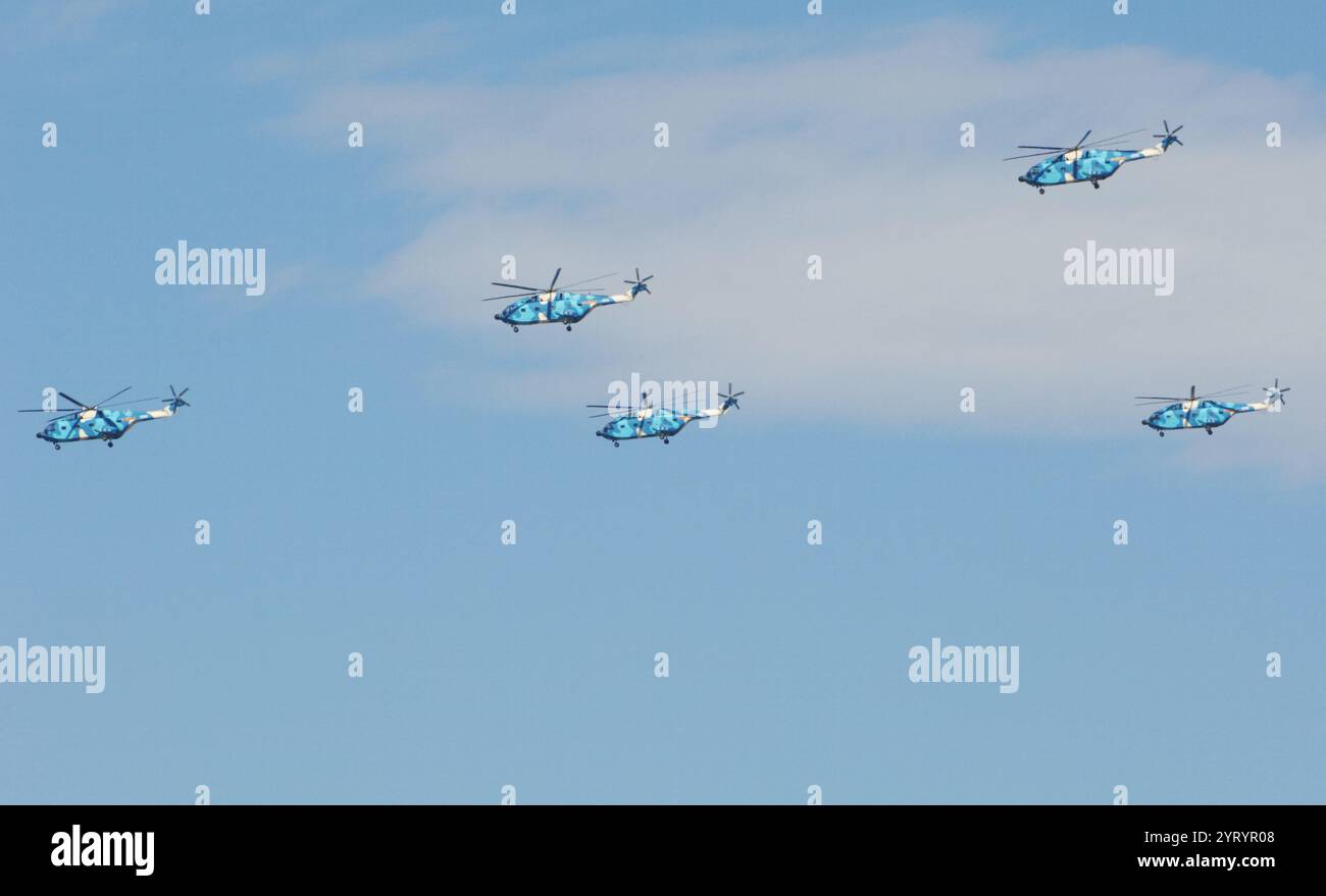 Chinese air force review and flypast. Beijing 2019. The People's ...