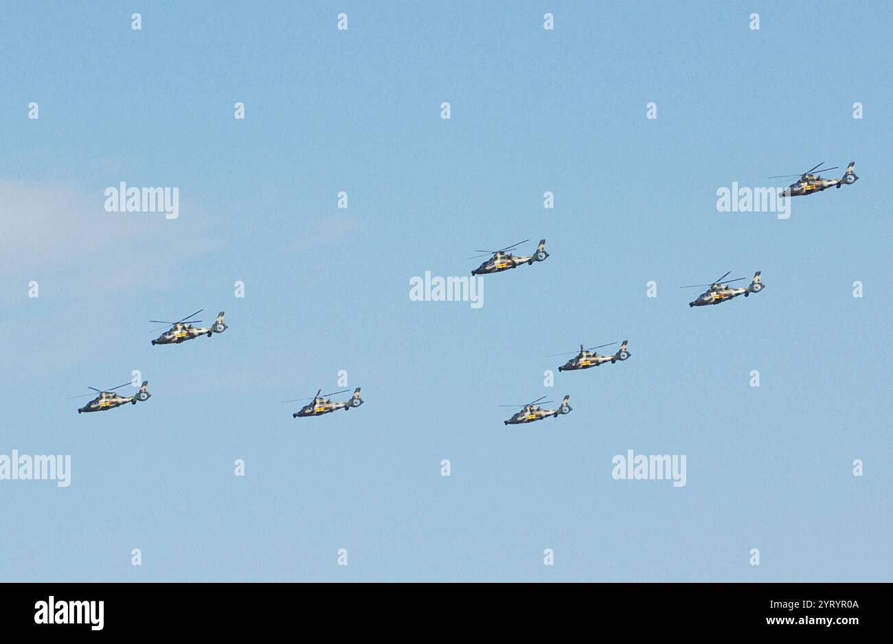 Chinese air force review and flypast. Beijing 2019. The People's ...