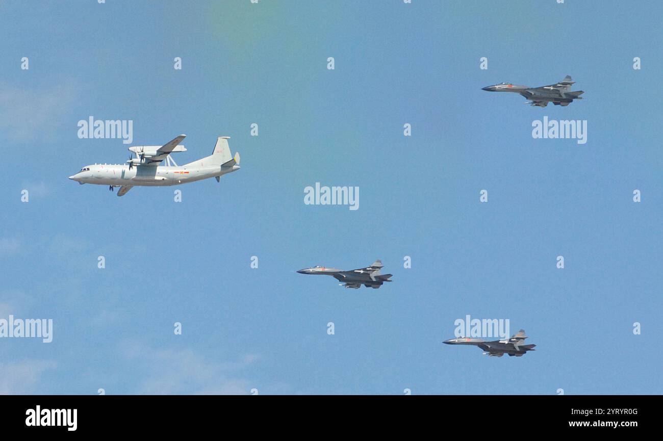 Chinese air force review and flypast. Beijing 2019. The People's ...