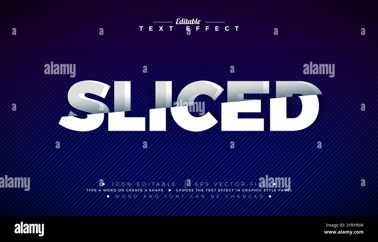 Sliced 3D Text Effect Design Editable and Scalable Vector Graphic Style Effect with Cutting ...