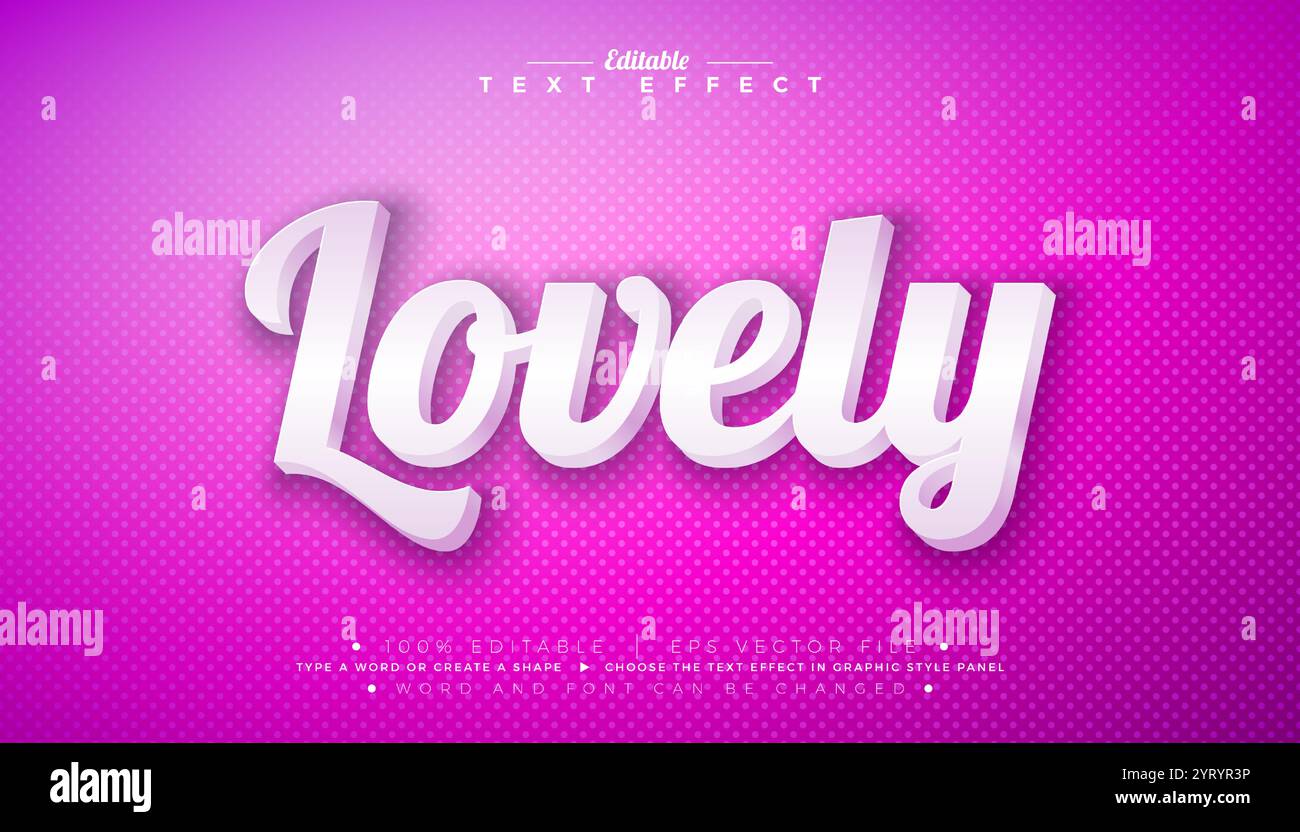 Lovely 3D Text Effect Design Editable and Scalable Vector Graphic Style Effect with Shadow and ...