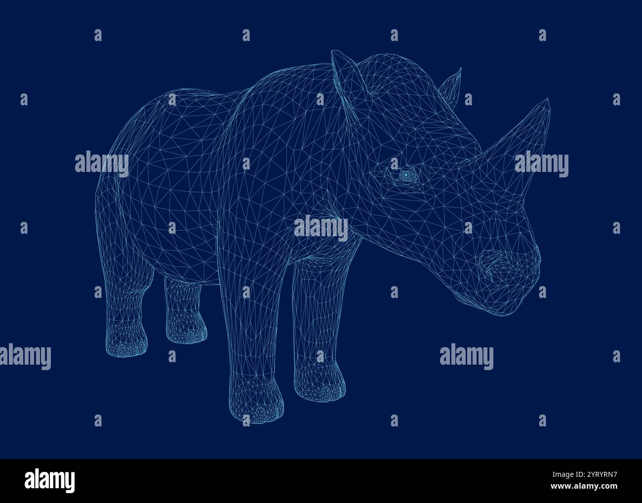 Rhino wireframe Vector, rhino vector graphic icon. 3D Stock Vector ...
