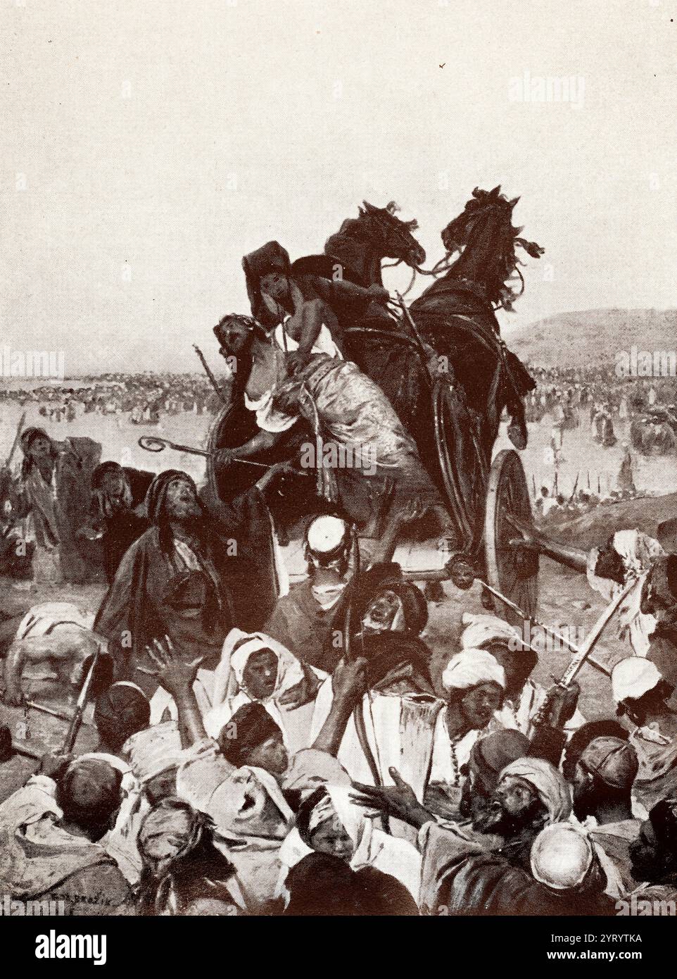 Battle of Ramoz-Gilead year 853 before Jesus Christ, painted by V. de ...