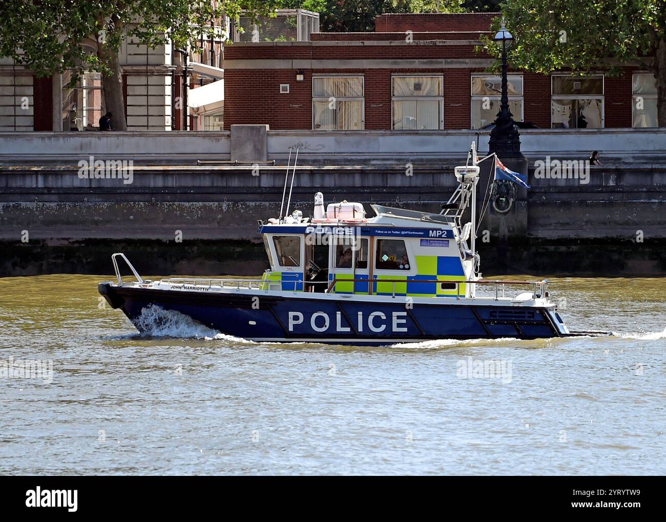 Metropolitan Police Thames River patrol at Westminster, London. 15th ...