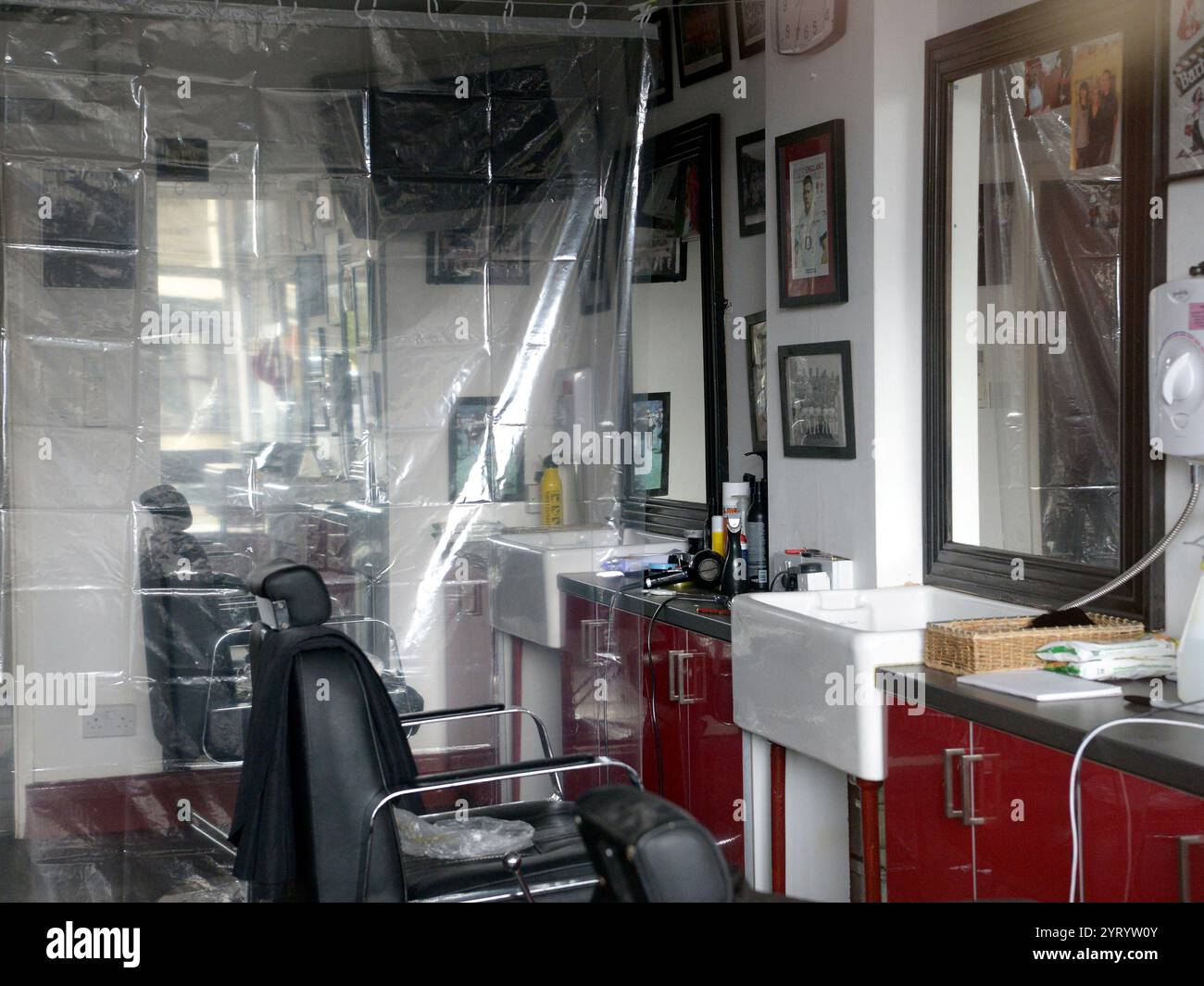 Preparations at a hair salon in London in readiness for re-opening ...