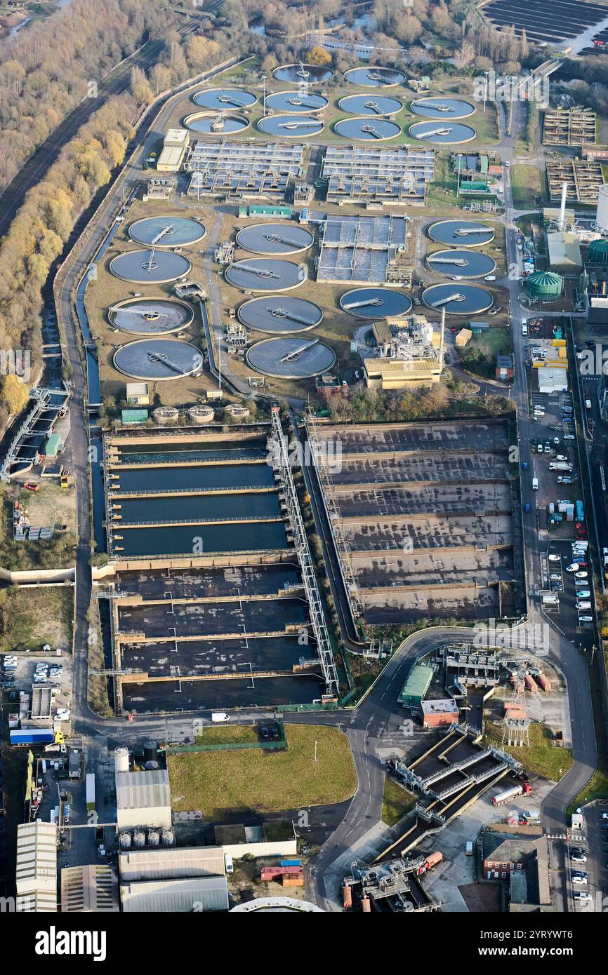 An aerial view of Blackburn Meadows Water treatment plant and sewage ...