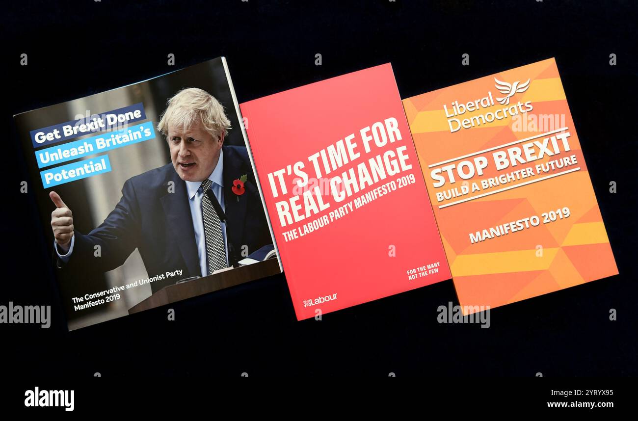 Political party manifestoes for the 2019 General Election Stock Photo ...