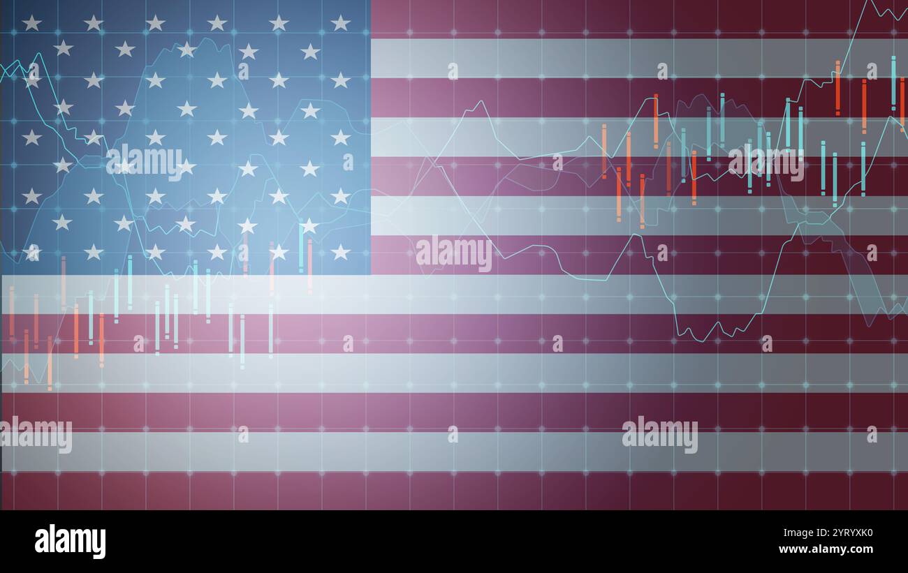 Usa flag and financial markets graph , chart.American economy Stock ...