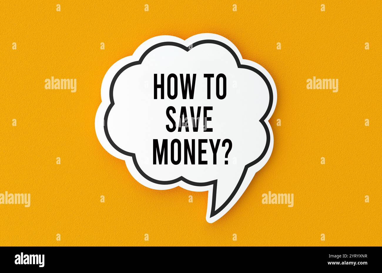 How to save money concept written in a speech bubble. Yellow background ...