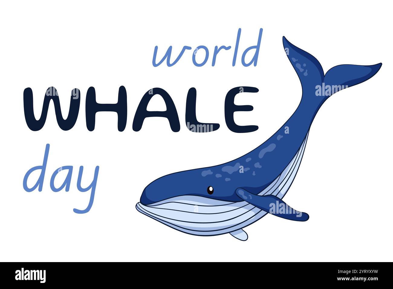 World whale day card in hand drawn style. Outline banner for holiday ...